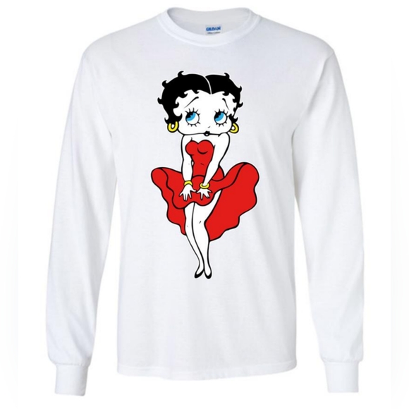Betty Boop | Tops | Classic Betty Boop Cartoon Character Long Sleeve ...